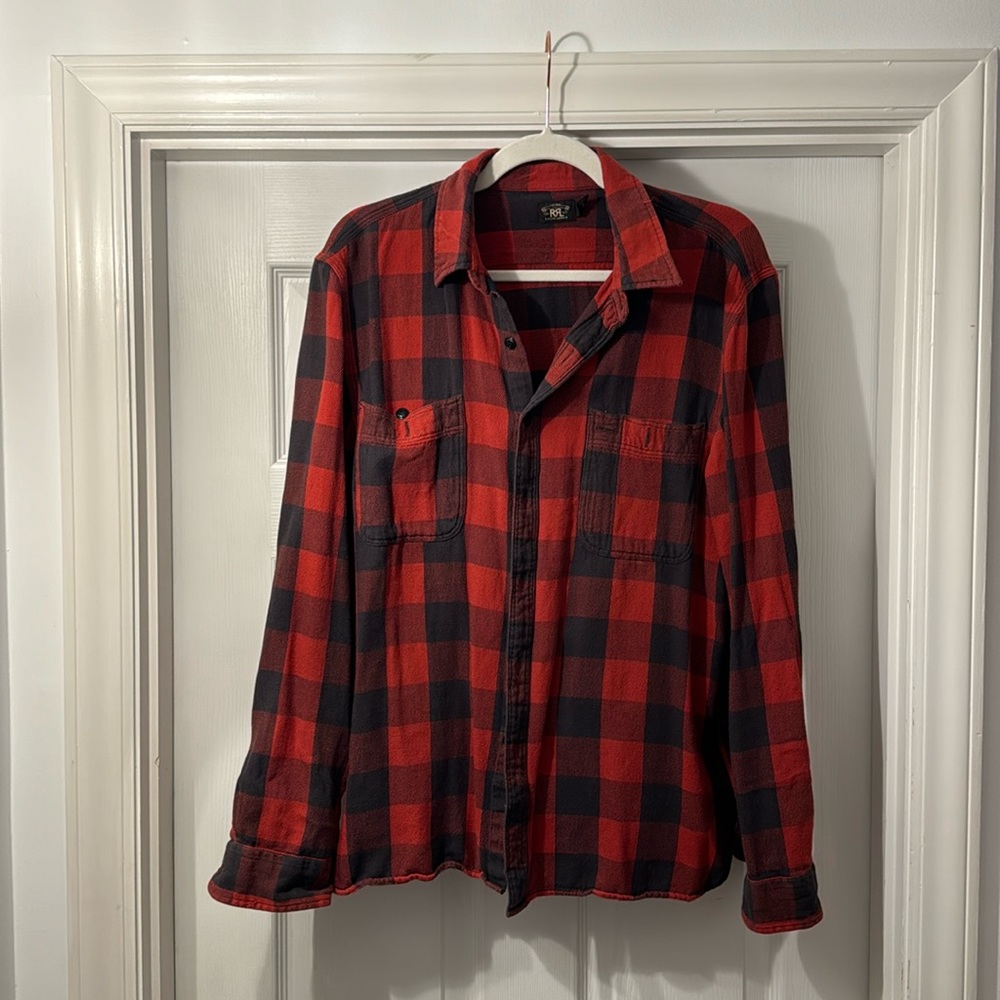 Rrl Ralph Lauren Red Flannel Shirt - Gem